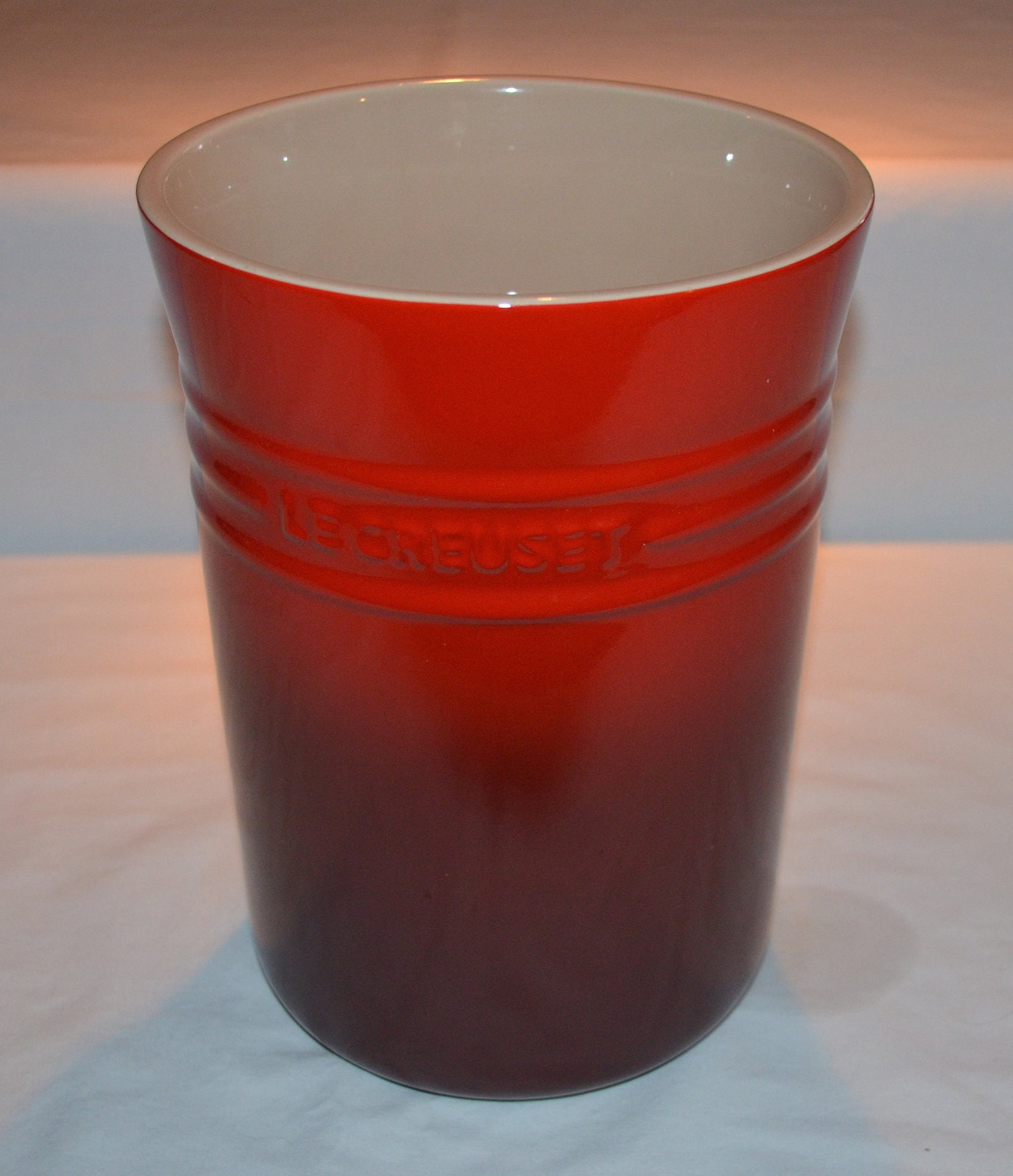 Le Creuset - TALL Red Utensil Crock - 4 Quart Canister - Storage ...