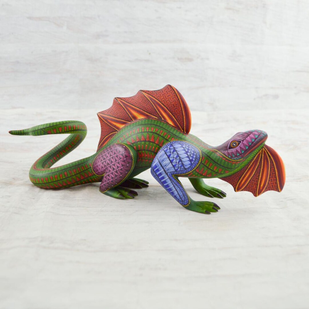 Traditional Alebrije Iguana Figurine Oaxacan Wood Carving Mexican Folk ...