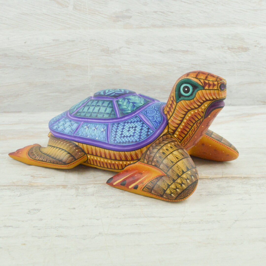 Mustard Alebrije Turtle | Handmade by Mexican Artisans | Copal Wood ...