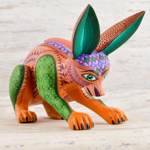 Alebrije Hare Oaxacan Wood Carving Hand Painted Mexican Craft Home ...