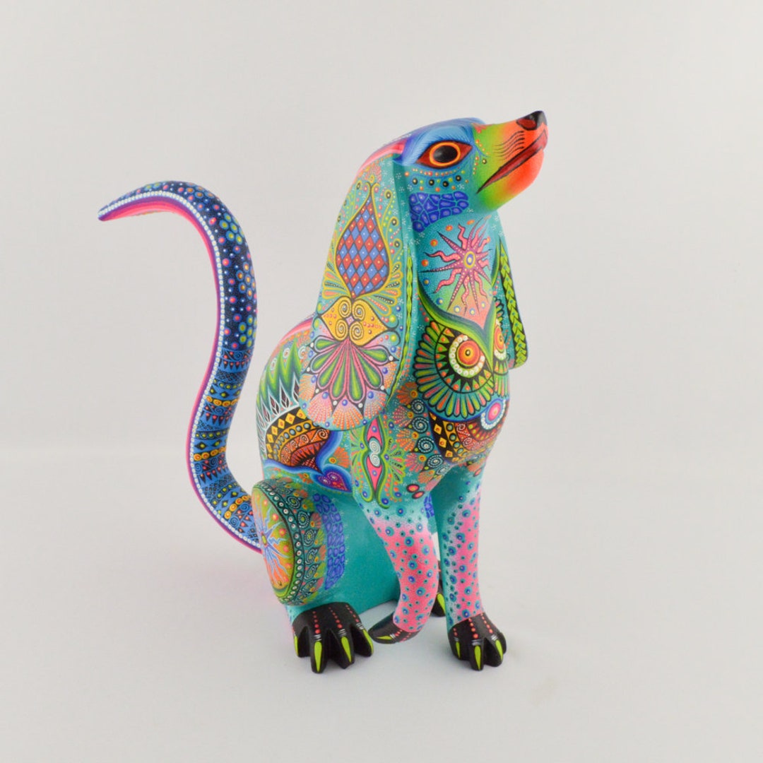 Alebrije Dog Oaxacan Wood Carving Hand Painted Mexican Craft Home Decor ...