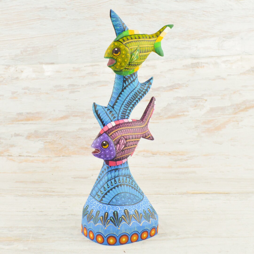 Alebrije Fish Oaxacan Wood Carving Hand Painted Mexican Craft Home ...