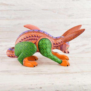 Alebrije Hare Oaxacan Wood Carving Hand Painted Mexican Craft Home ...