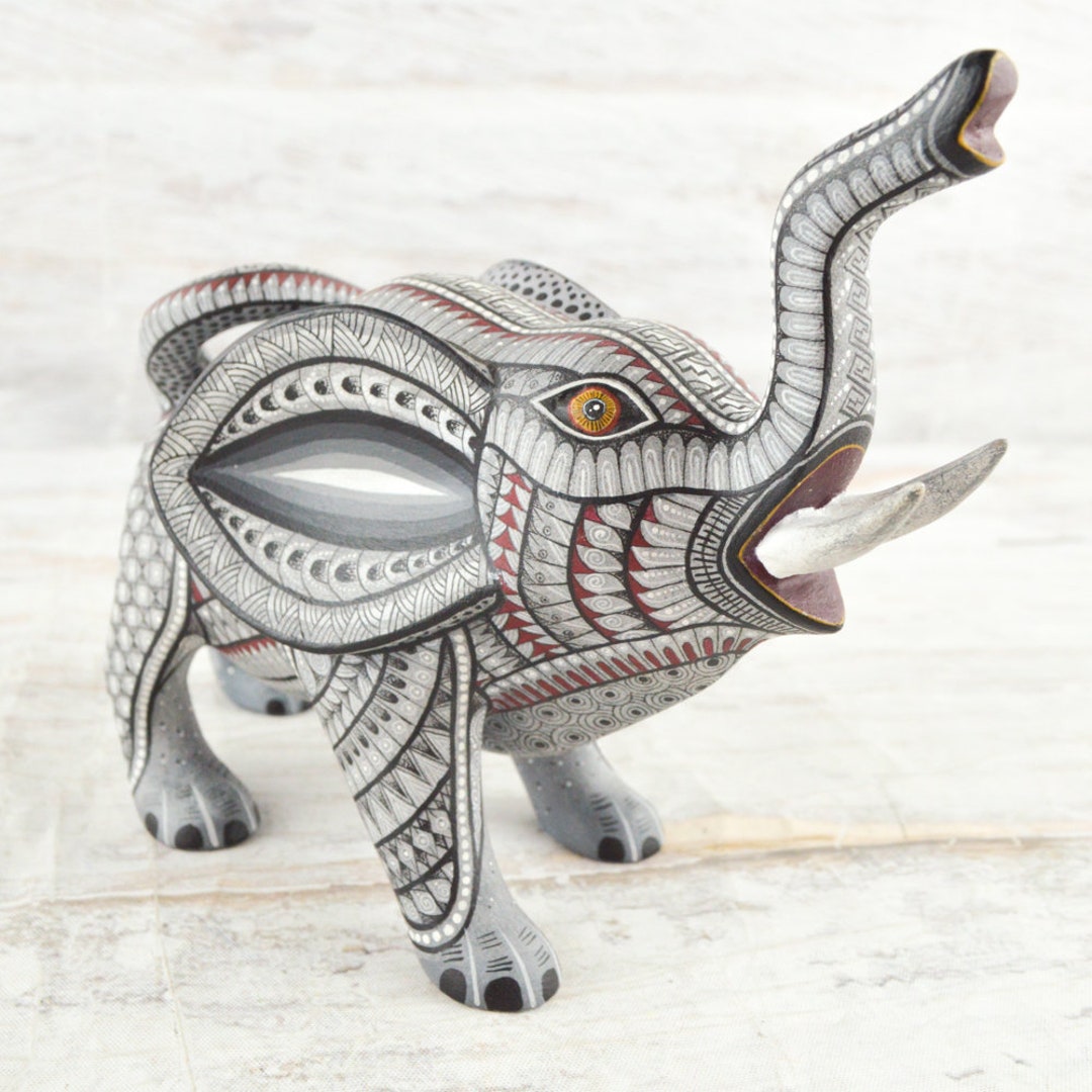 Unique Alebrije Elephant Figurine Oaxacan Wood Carving Mexican Folk Art ...