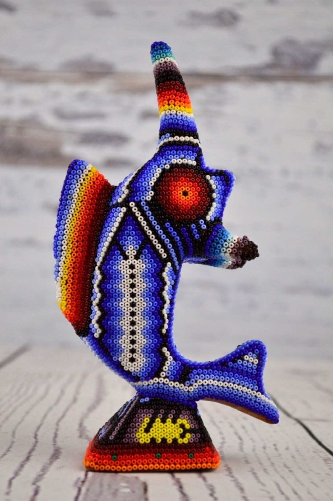 Huichol Art Sailfish Mexican Hand Wood Carving Mexican Art Beaded ...