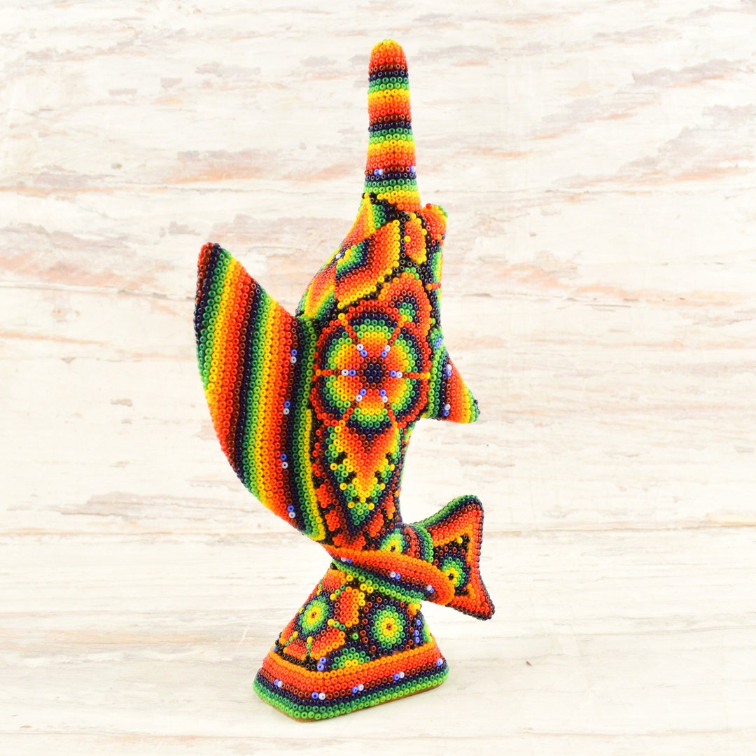 Huichol Art Sailfish Mexican Hand Wood Carving Mexican Art Beaded ...