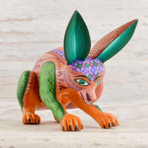 Alebrije Hare Oaxacan Wood Carving Hand Painted Mexican Craft Home ...