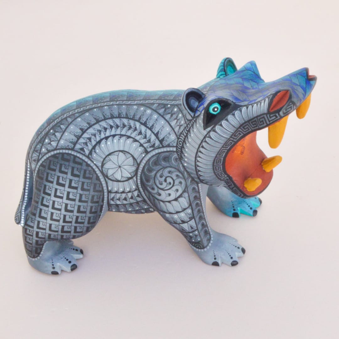 Mythical Alebrije Hippo Figurine Oaxacan Wood Carving Mexican Folk Art ...