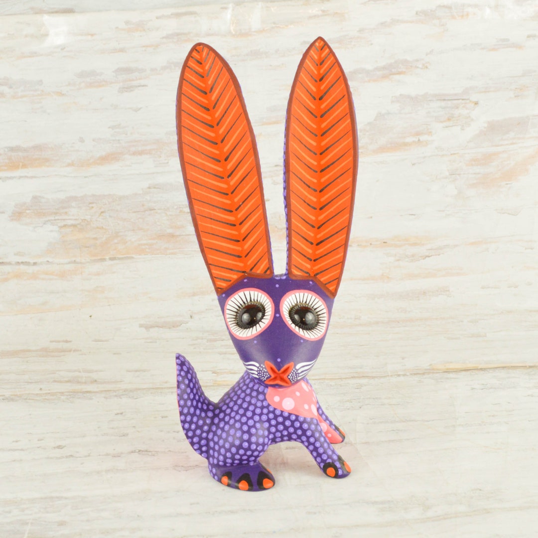 Alebrije Rabbit Oaxacan Wood Carving Hand Painted Mexican Craft Home ...