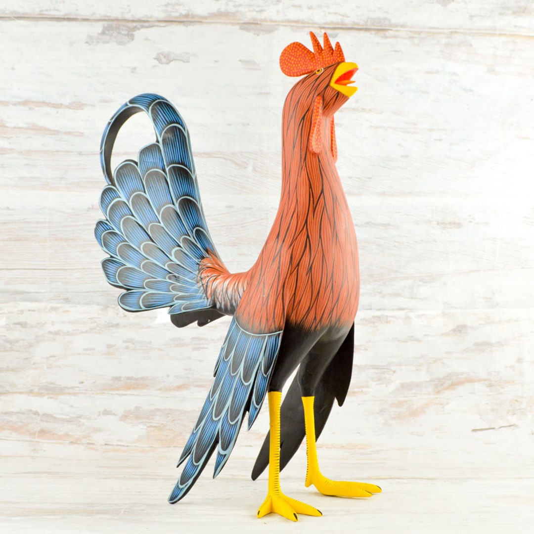 Alebrije Rooster | Hand Carved Copal Wood Alebrije | Mexican Folk Art ...