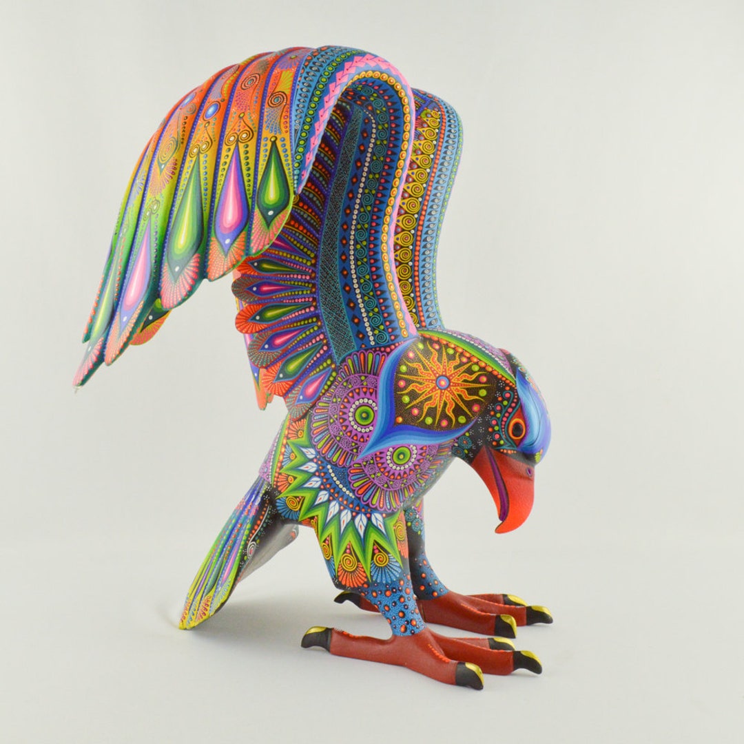 Eagle Alebrije Oaxacan Wood Carving Hand Painted Mexican Craft Home ...