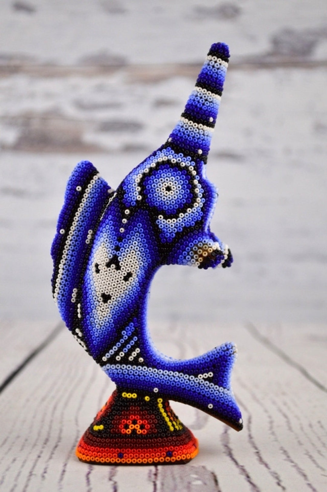 Huichol Art Sailfish Mexican Hand Wood Carving Mexican Art Beaded ...