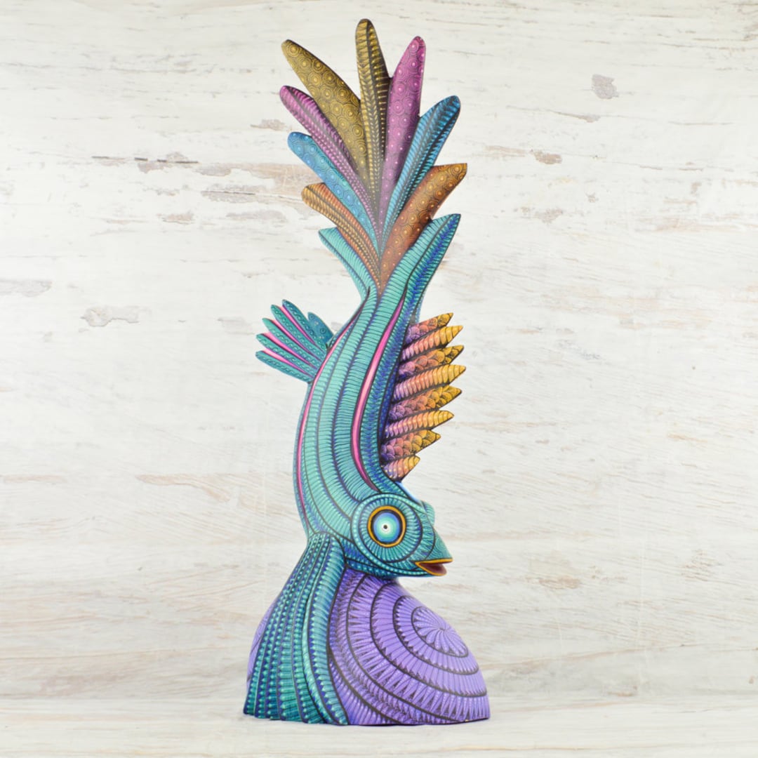 Traditional Alebrije Fish Figurine Oaxacan Wood Carving Mexican Folk ...