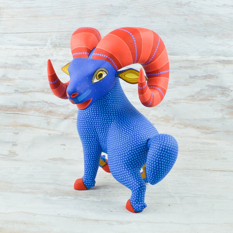 Ram Alebrije | Hand Carved Copal Wood Alebrije | Mexican Folk Art ...