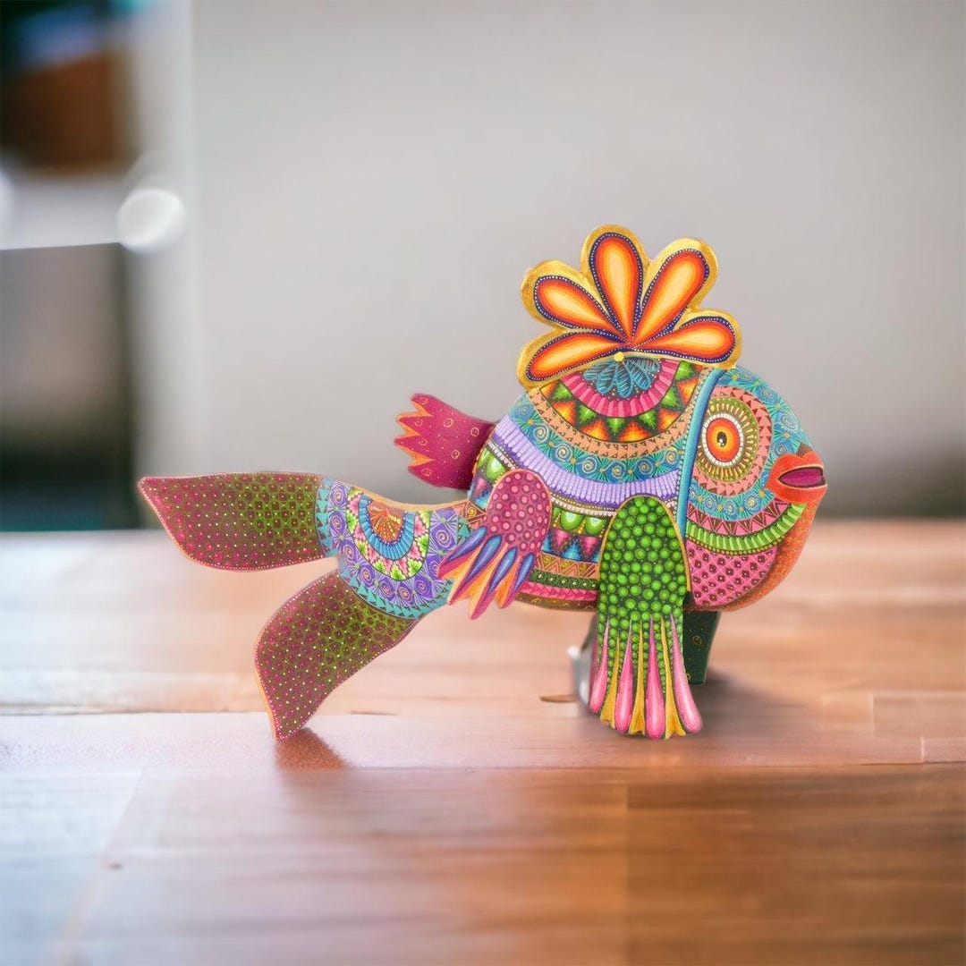 Alebrije Fish Oaxacan Wood Carving Hand Painted Mexican Craft Home ...