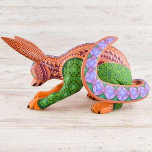 Alebrije Hare Oaxacan Wood Carving Hand Painted Mexican Craft Home ...