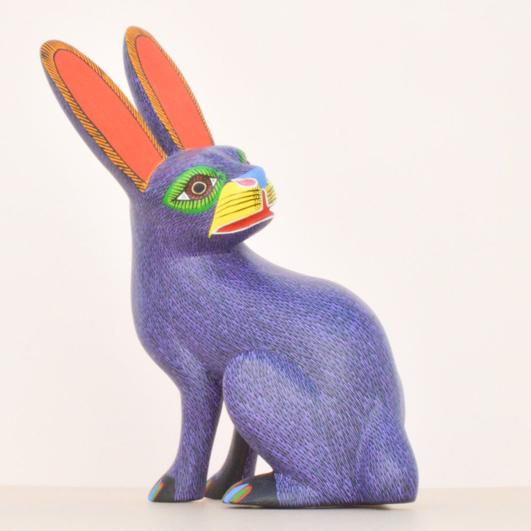 Alebrije Rabbit Oaxacan Wood Carving Hand Painted Mexican Craft Home ...