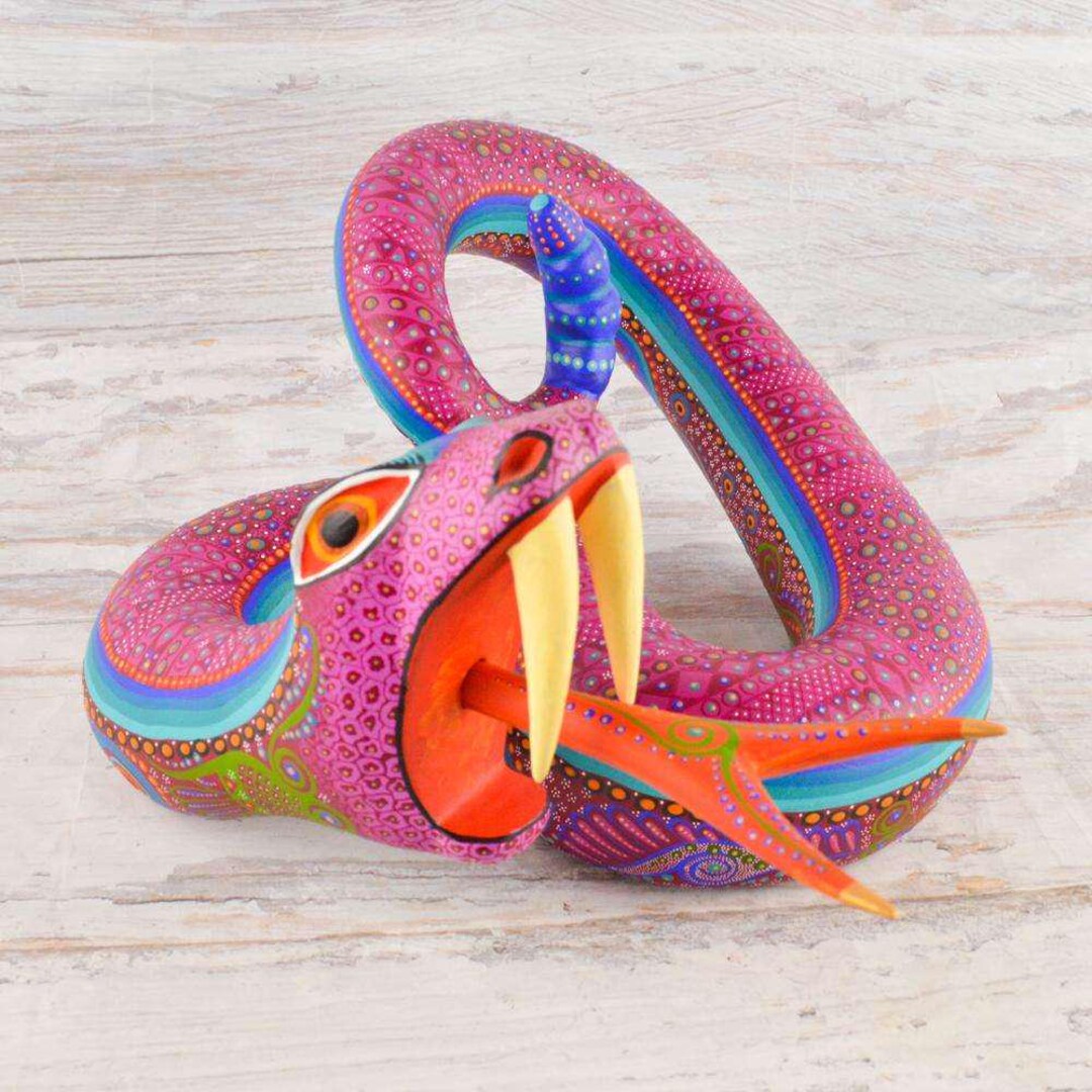 Alebrije Snake Oaxacan Wood Carving Hand Painted Mexican Craft Home ...