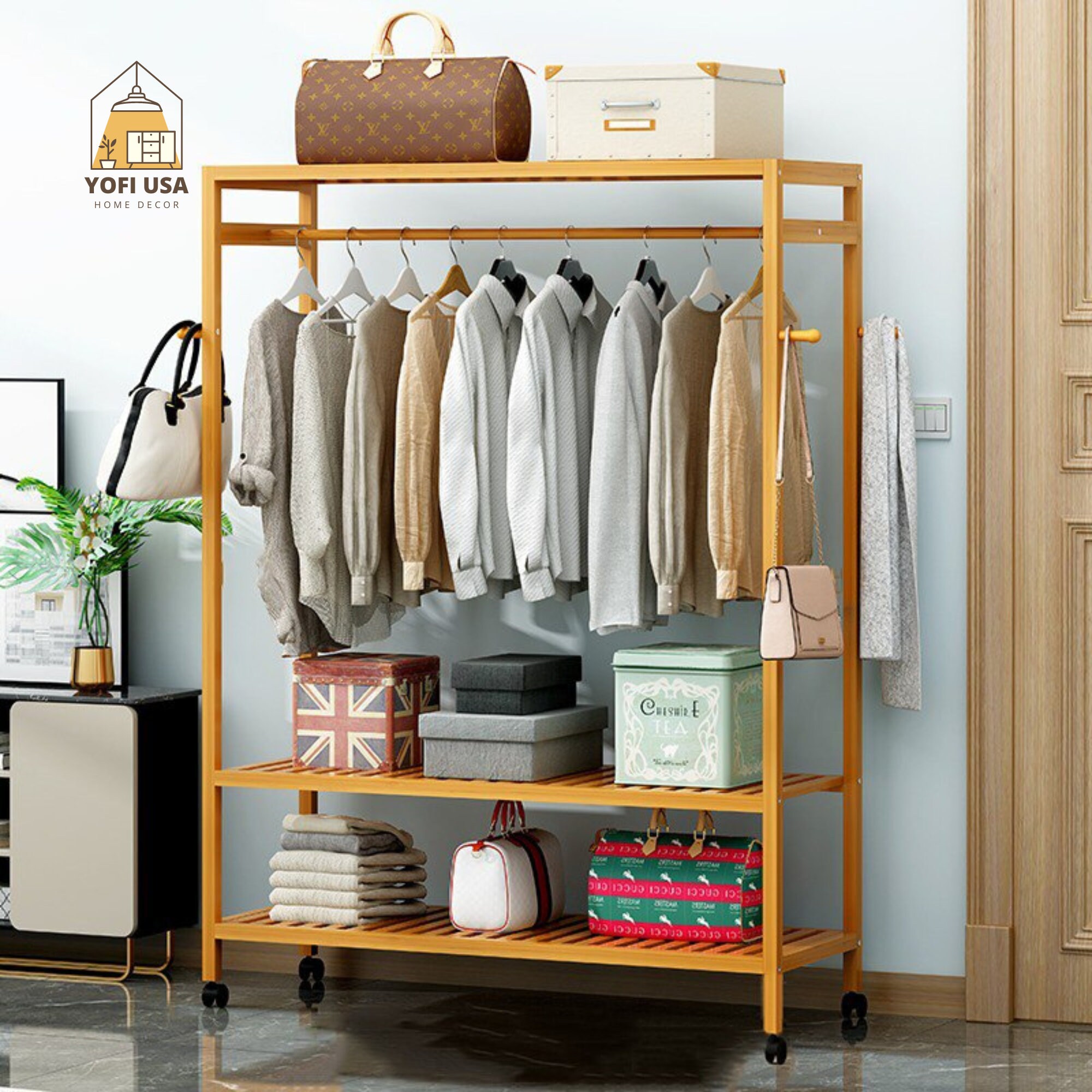 Hanging Clothes Rack Clothes Storage Shelf Garment Rack - Etsy