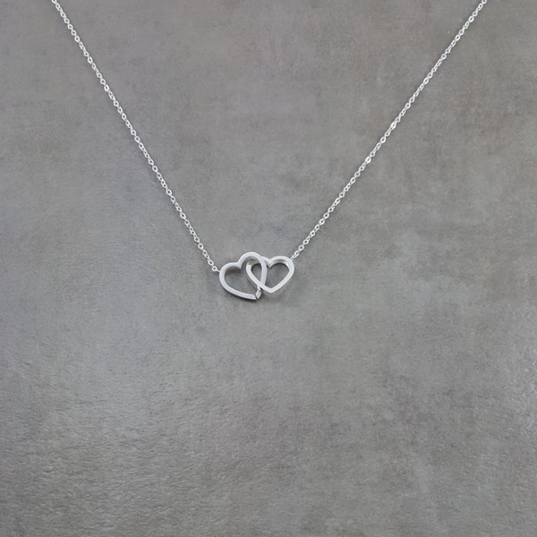 Double Heart Necklace - Etsy