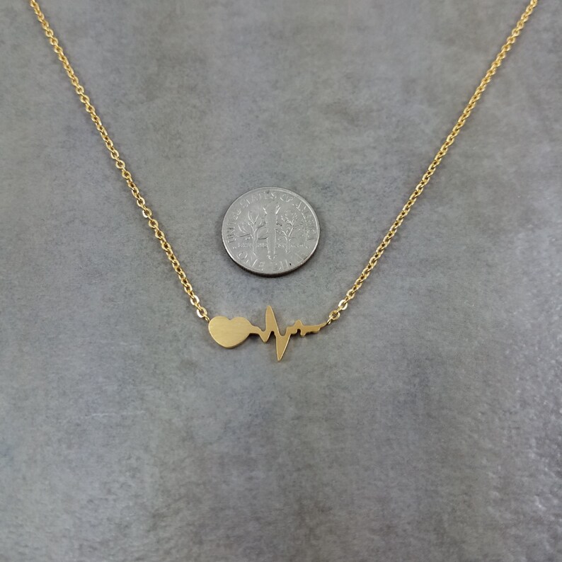 Heartbeat EKG GOLD Plated Necklace Gift Box Wavelength - Etsy