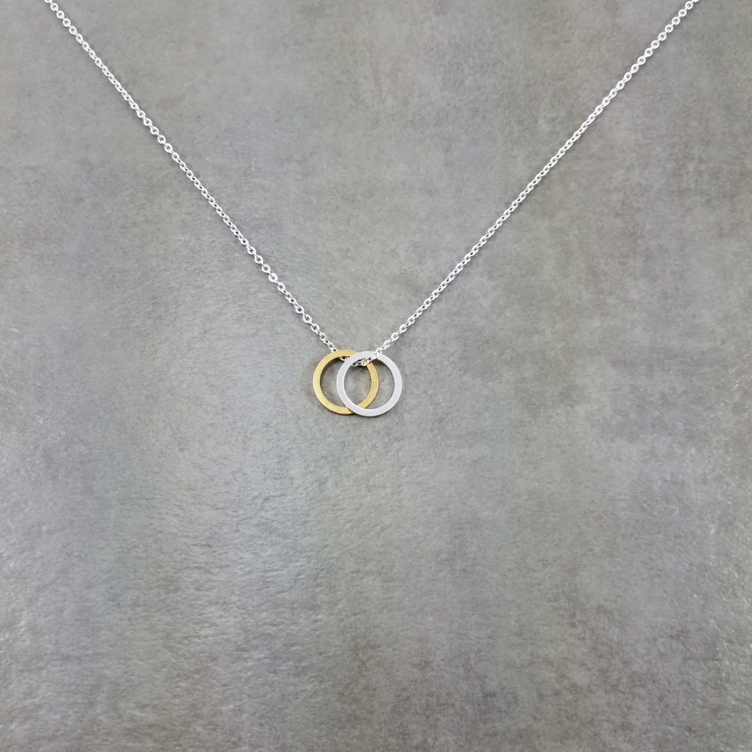 Double Rings SILVER Plated Necklace Gift Box Circle Circular | Etsy