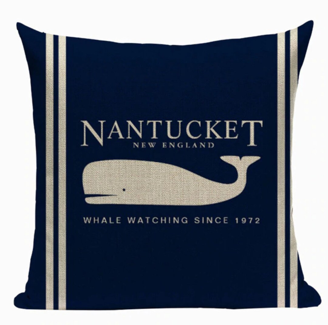 Nantucket Whale N5 Cushion Pillow Cover Trendy Boat New England ...