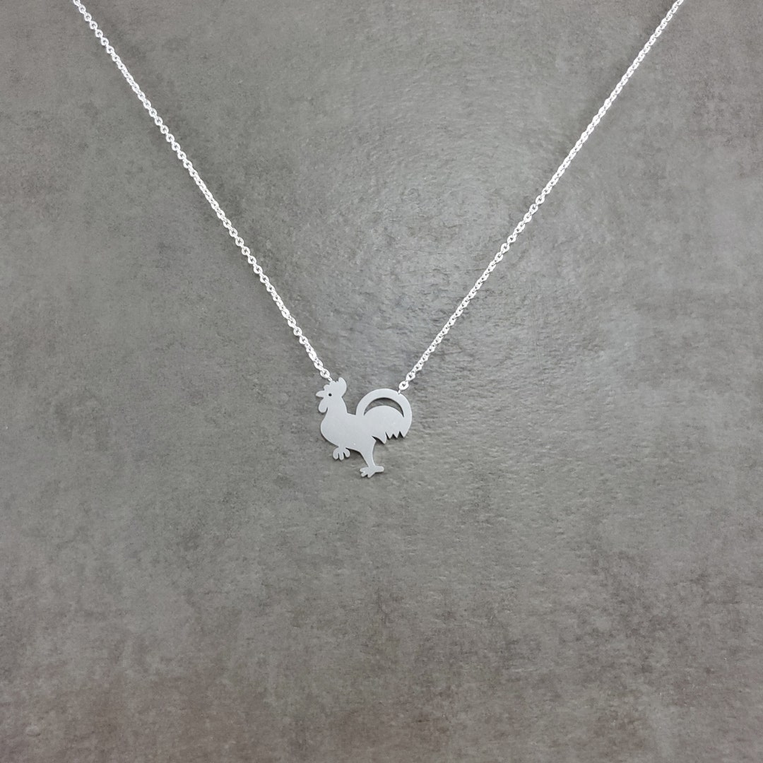 Rooster Chicken SILVER Plated Necklace Farm Animal Bird Egg - Etsy