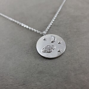 Galaxy Pendant SILVER Plated Necklace Gift Box Planet Earth Circular ...