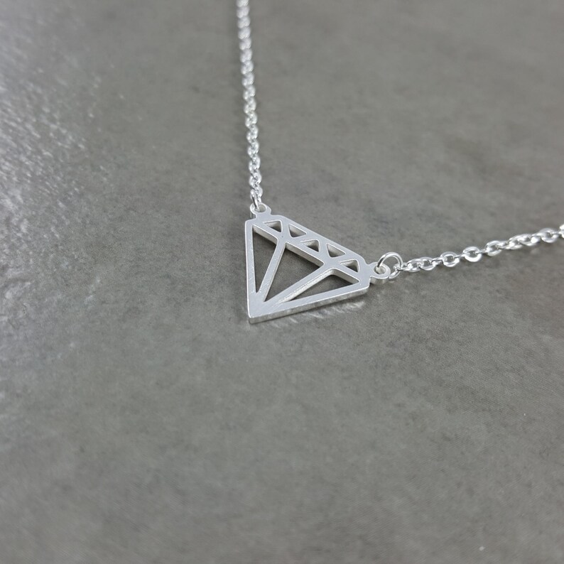 Diamond SILVER Plated Necklace in Gift Box Simple Jewelry | Etsy