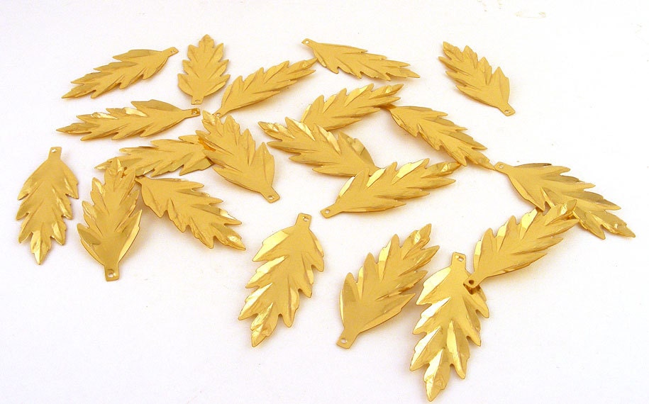 Leaf Sequins Large Gold Leaves Vintage Paillettes Lot of 20 - Etsy