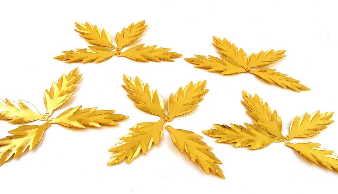 Leaf Sequins Large Gold Leaves Vintage Paillettes Lot of 20 - Etsy