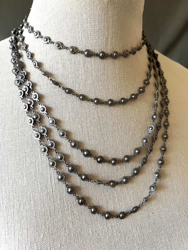 Gunmetal Boho Chain Necklace/ball & Cog Chain/oxidized Chain/layering ...
