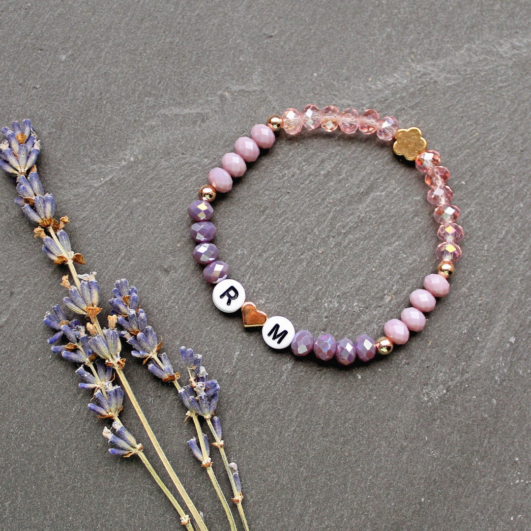 Initials Bracelet • Flower & Heart | Pearl Bracelet | Bracelets | Gifts ...