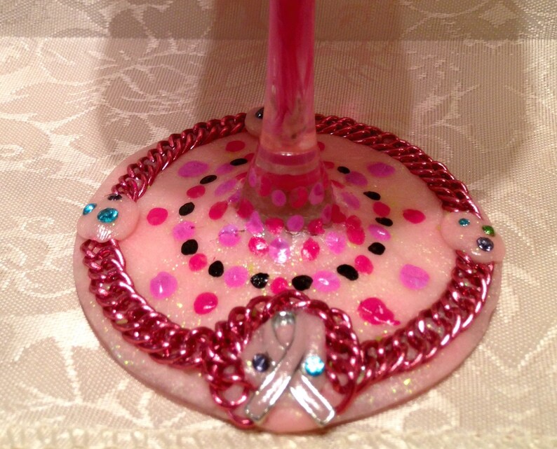Pink kick Cancer's Ass Wine Glass With Glitter - Etsy