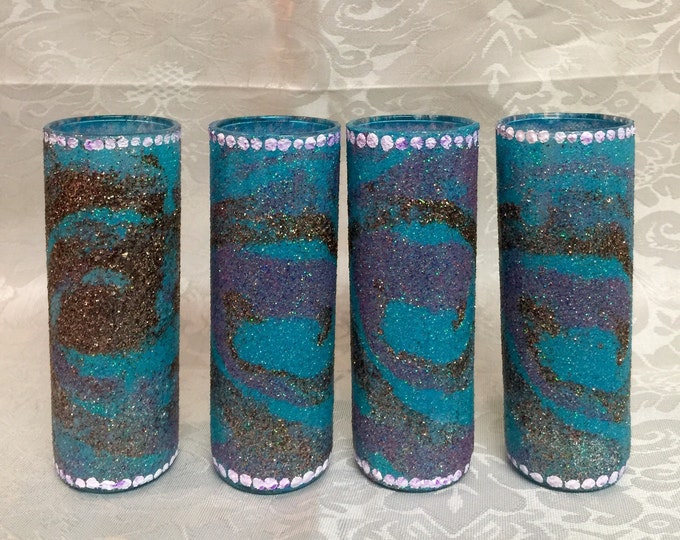 Beautiful Glitter Swirl Tall Shot Glassesgalaxy Shot - Etsy