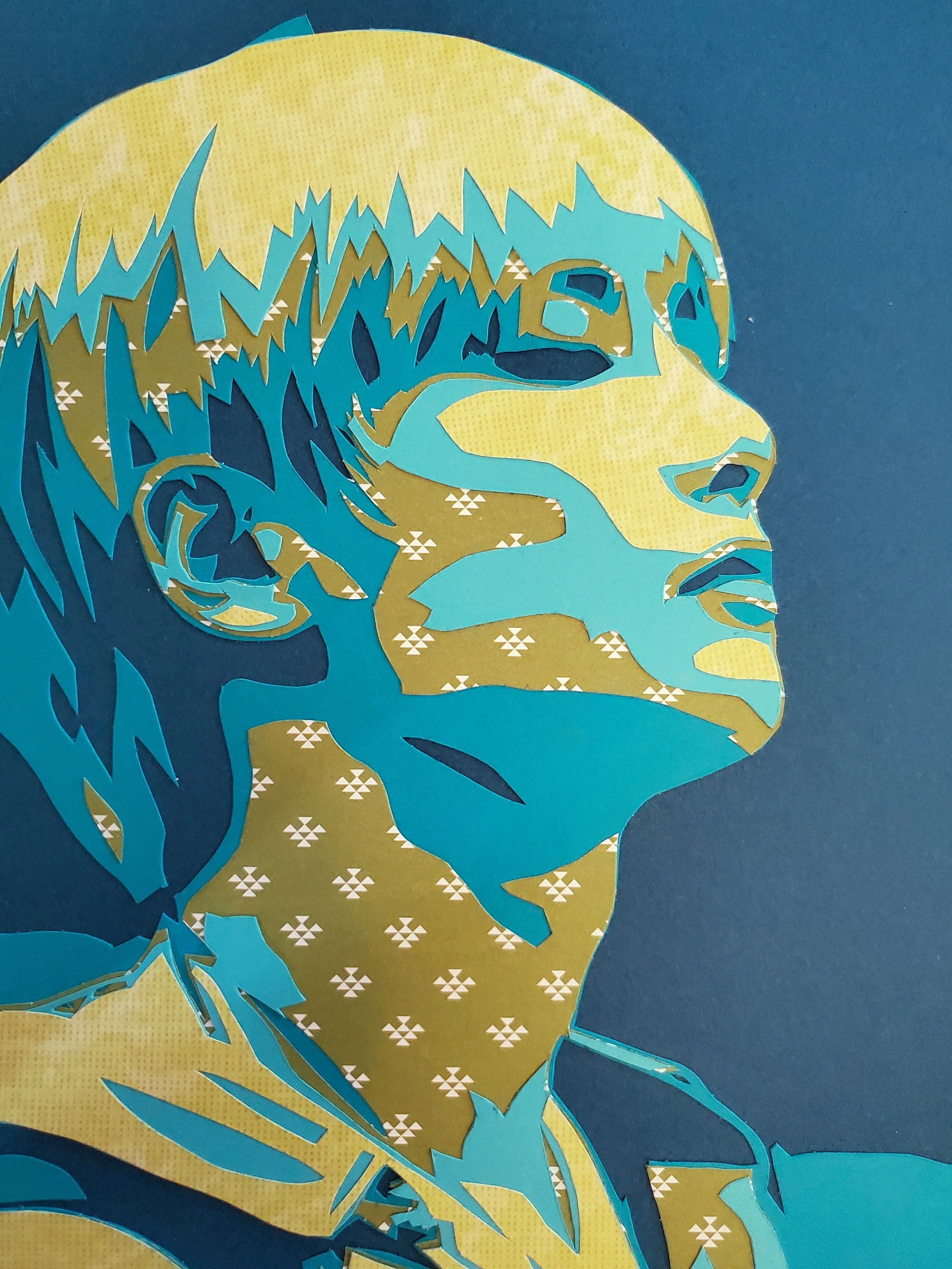 Layered Paper Portrait: I.N in Blue/green - Etsy