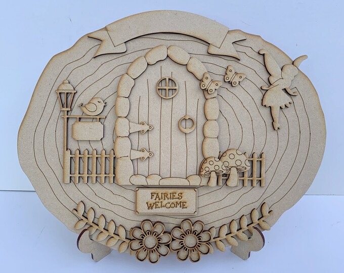 DIY Craft Kit Make Your Own Fairy Door Plaque Sign MDF Decorate Your ...