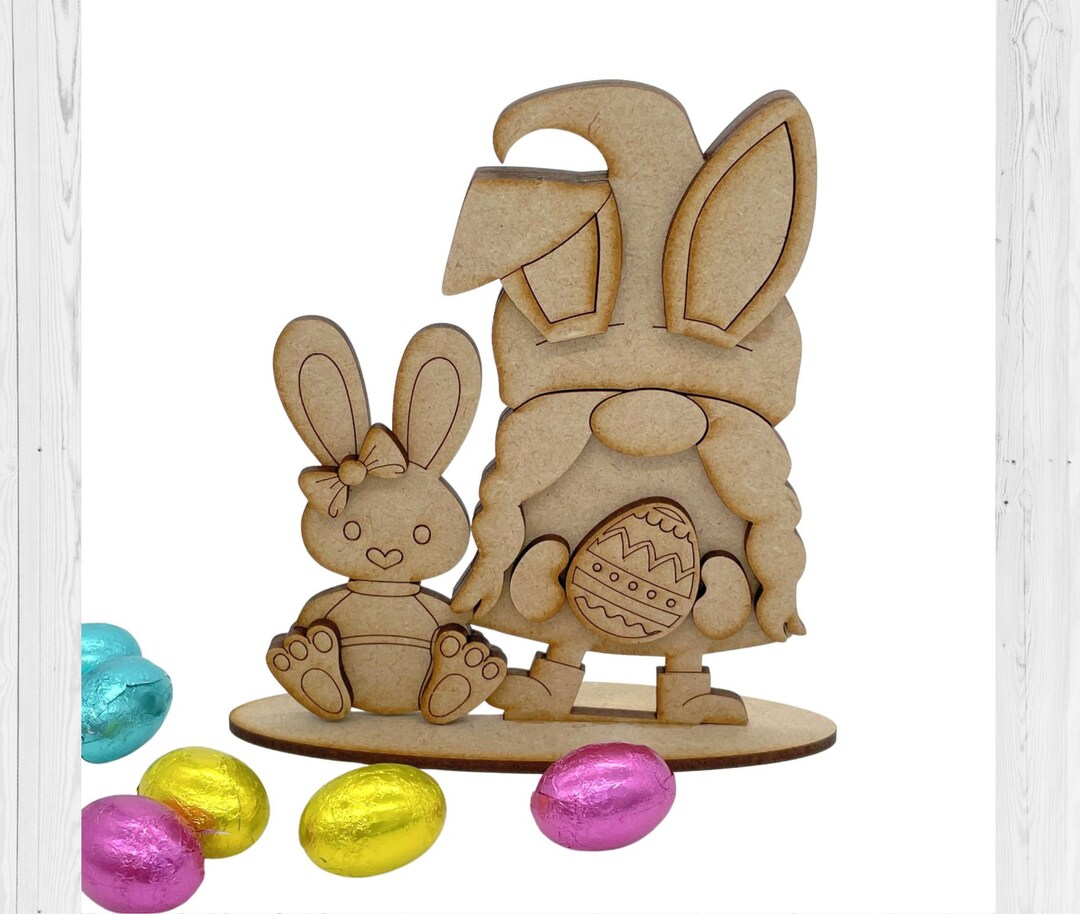 MDF Easter DIY Wooden Craft Blank Easter Bunny Gnome Gonk Bunny Gnome ...
