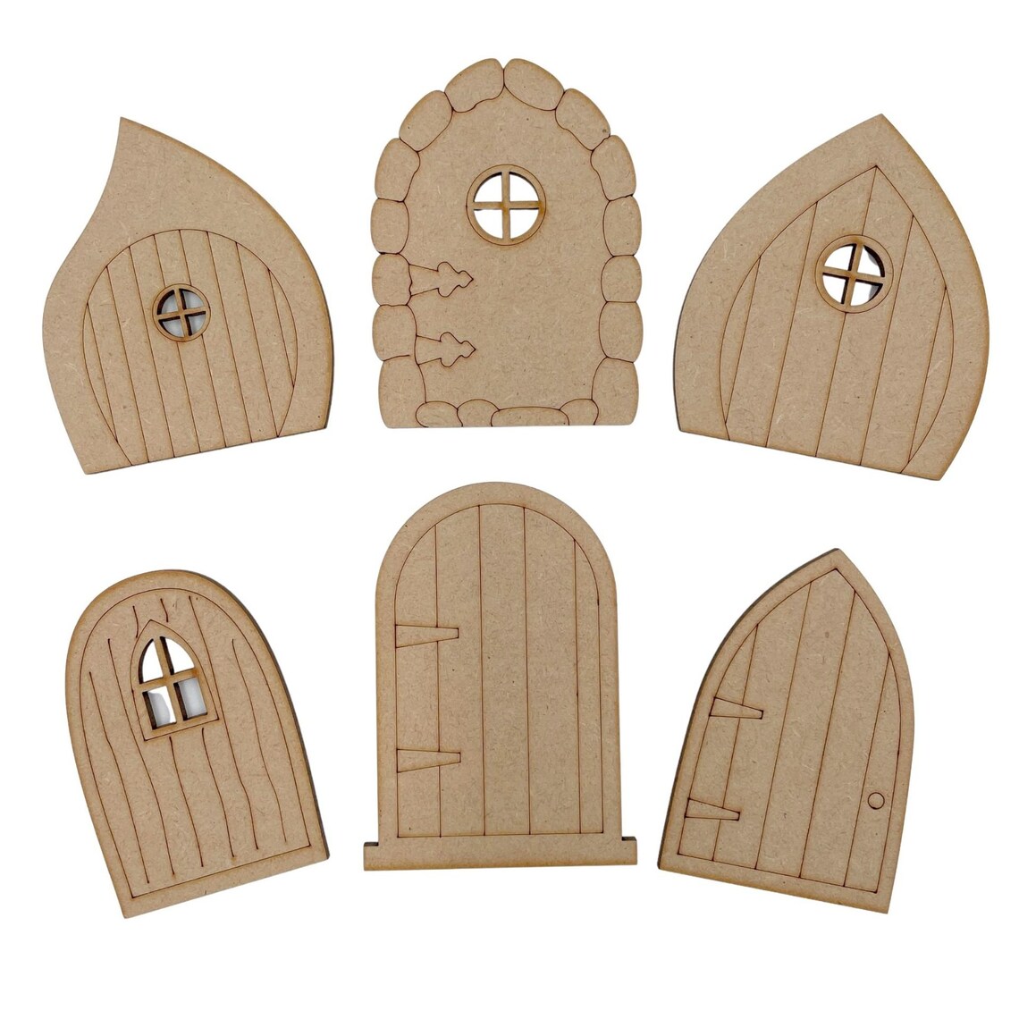 6 Pack Laser Cut Wooden MDF Fairy Doors Craft Kit Blank Wooden Shapes ...
