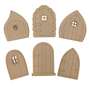 6 Pack Laser Cut Wooden MDF Fairy Doors Craft Kit Blank Wooden Shapes ...