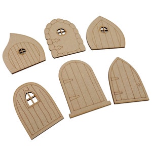 6 Pack Laser Cut Wooden MDF Fairy Doors Craft Kit Blank Wooden Shapes ...