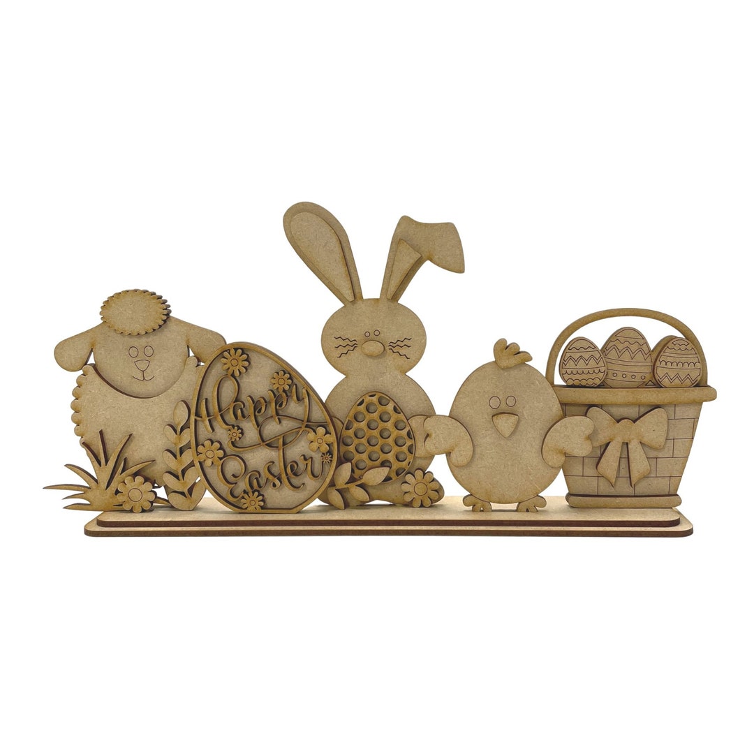 Blank Craft Kit Laser Cut Wooden MDF Easter Decoration Flat Packed DIY ...