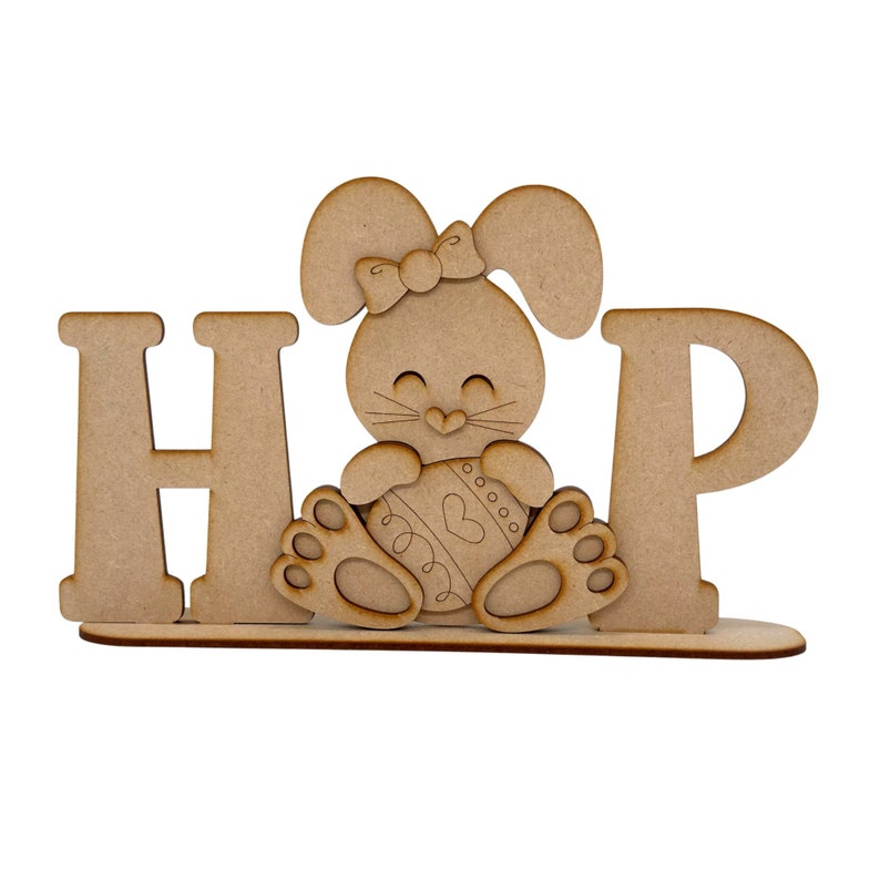 Blank Craft Kit Laser Cut Wooden MDF Cute Easter Bunny Hop Stand - Etsy