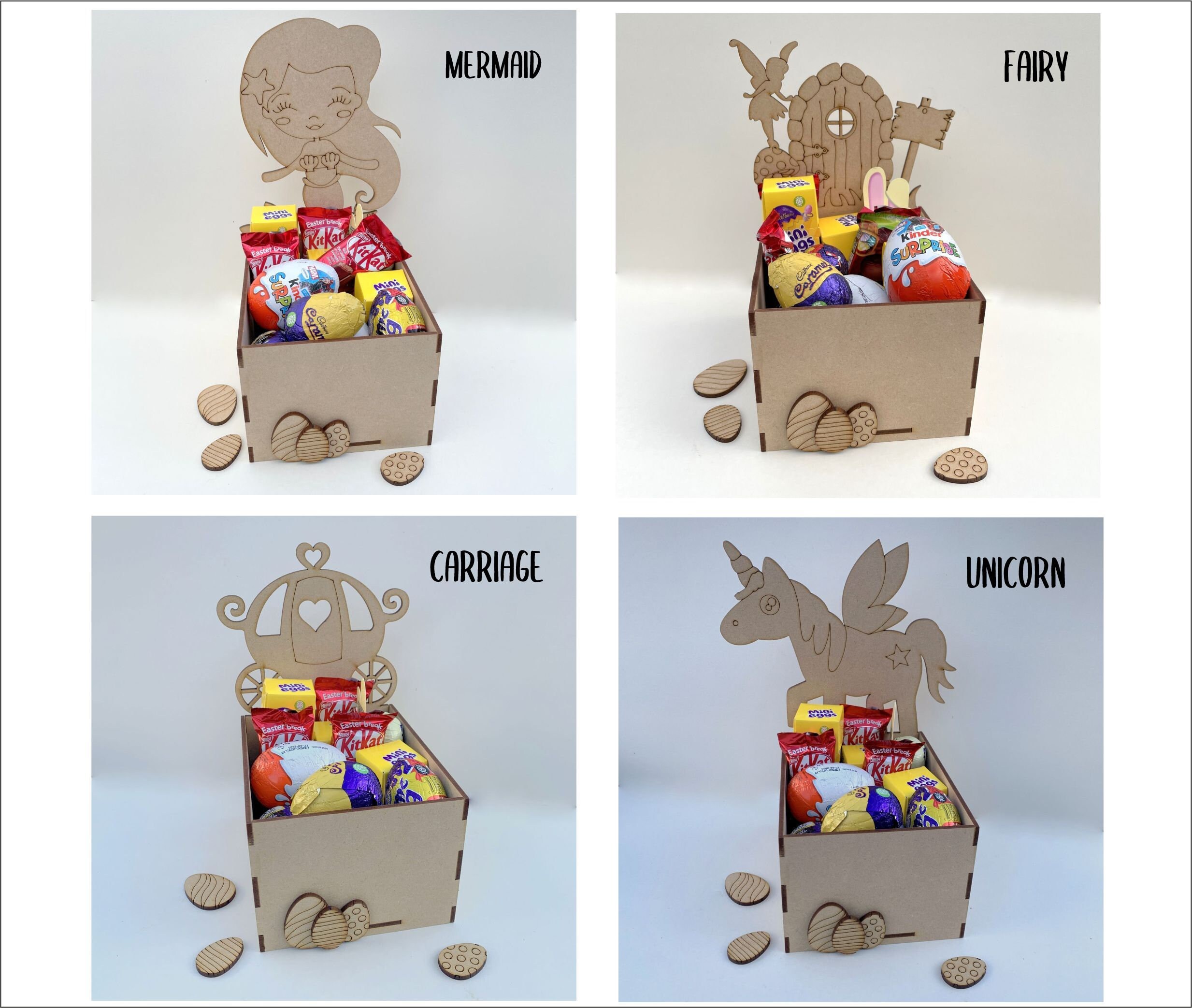 MDF Fillable Easter Treat Box Craft Kit Easter Egg Hamper DIY - Etsy UK
