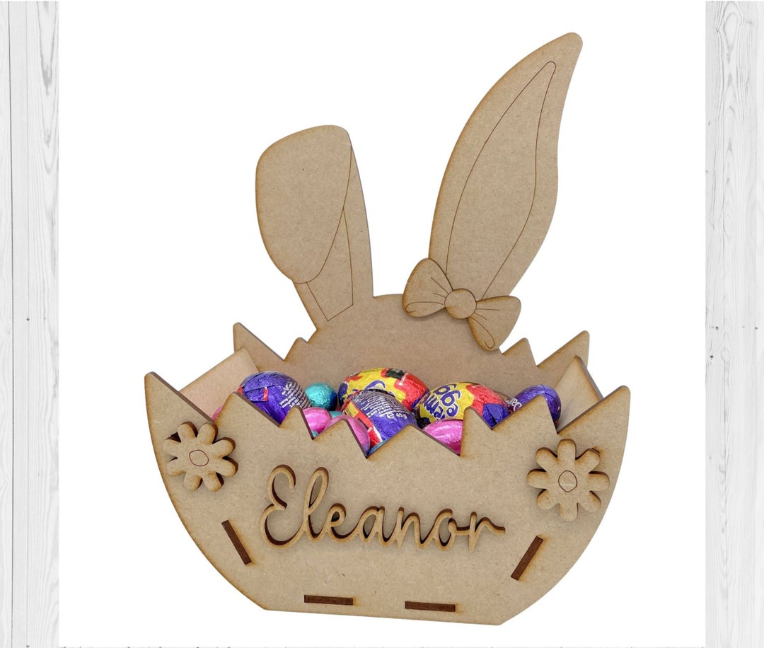 MDF Fillable Easter Cracked EGG Basket DIY Easter Hamper Make Your Own ...