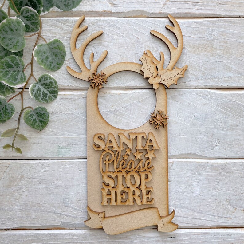 Blank Craft Kit Laser Cut Wooden MDF Door Hanger Room Sign Christmas ...