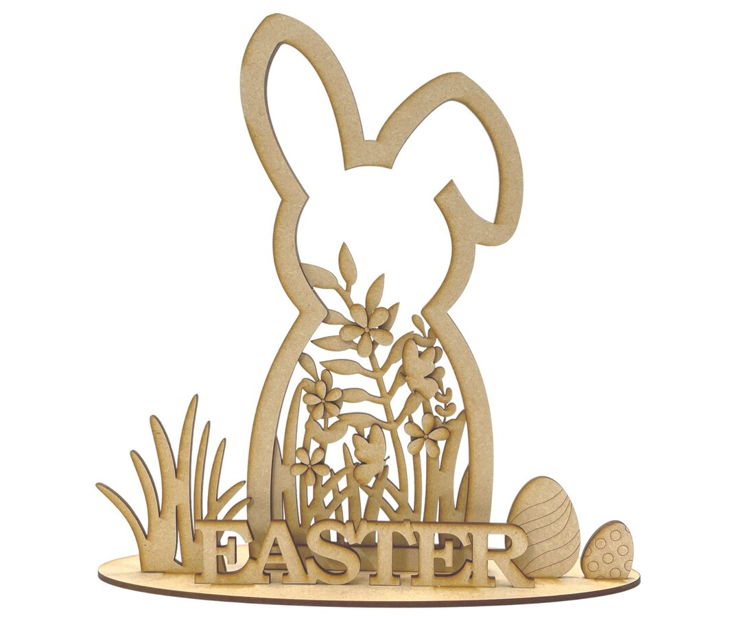 Blank Craft Kit Laser Cut Wooden MDF Easter Decoration Flat Packed DIY ...