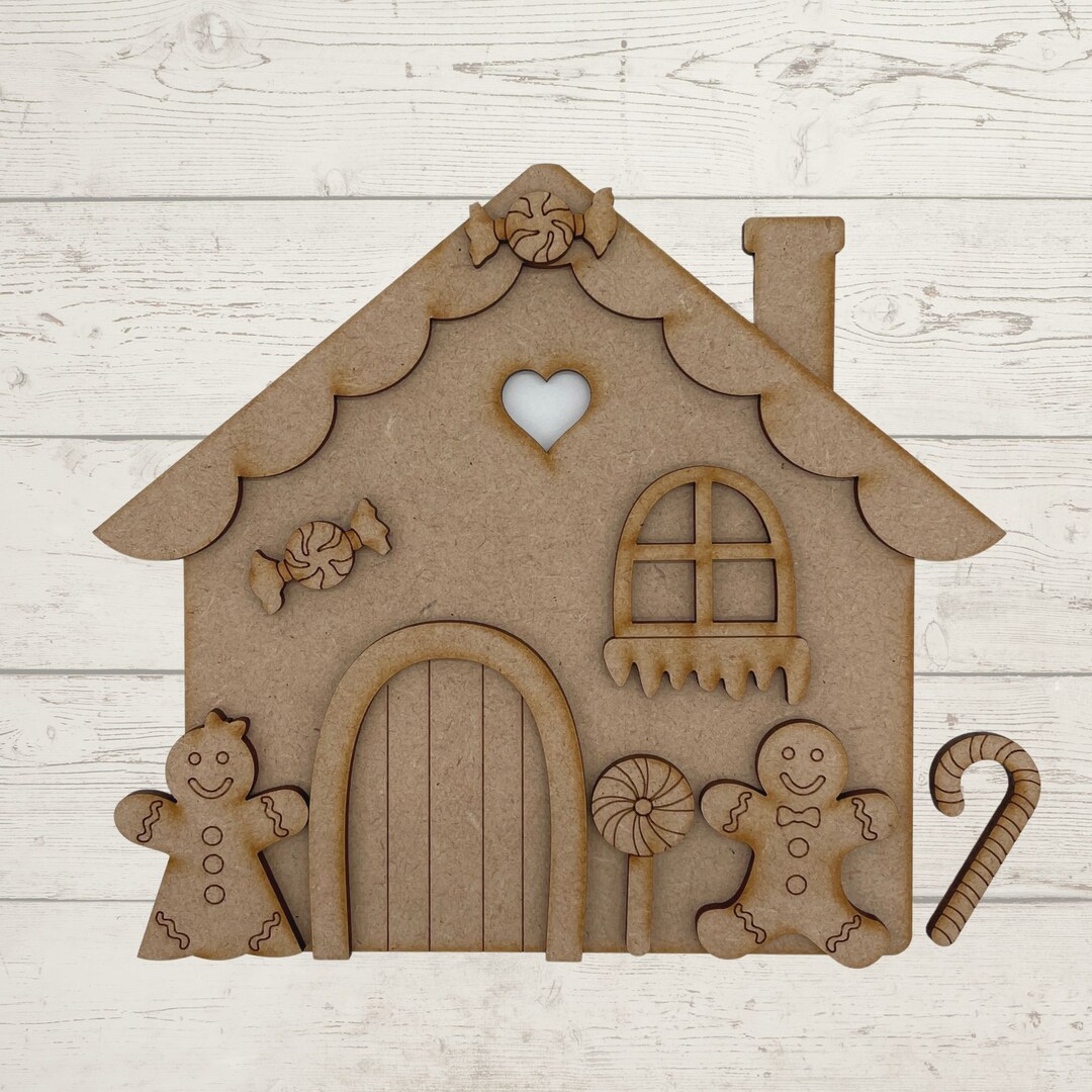 Laser Cut MDF Wooden Ginger Bread House Christmas Craft Kit - Etsy