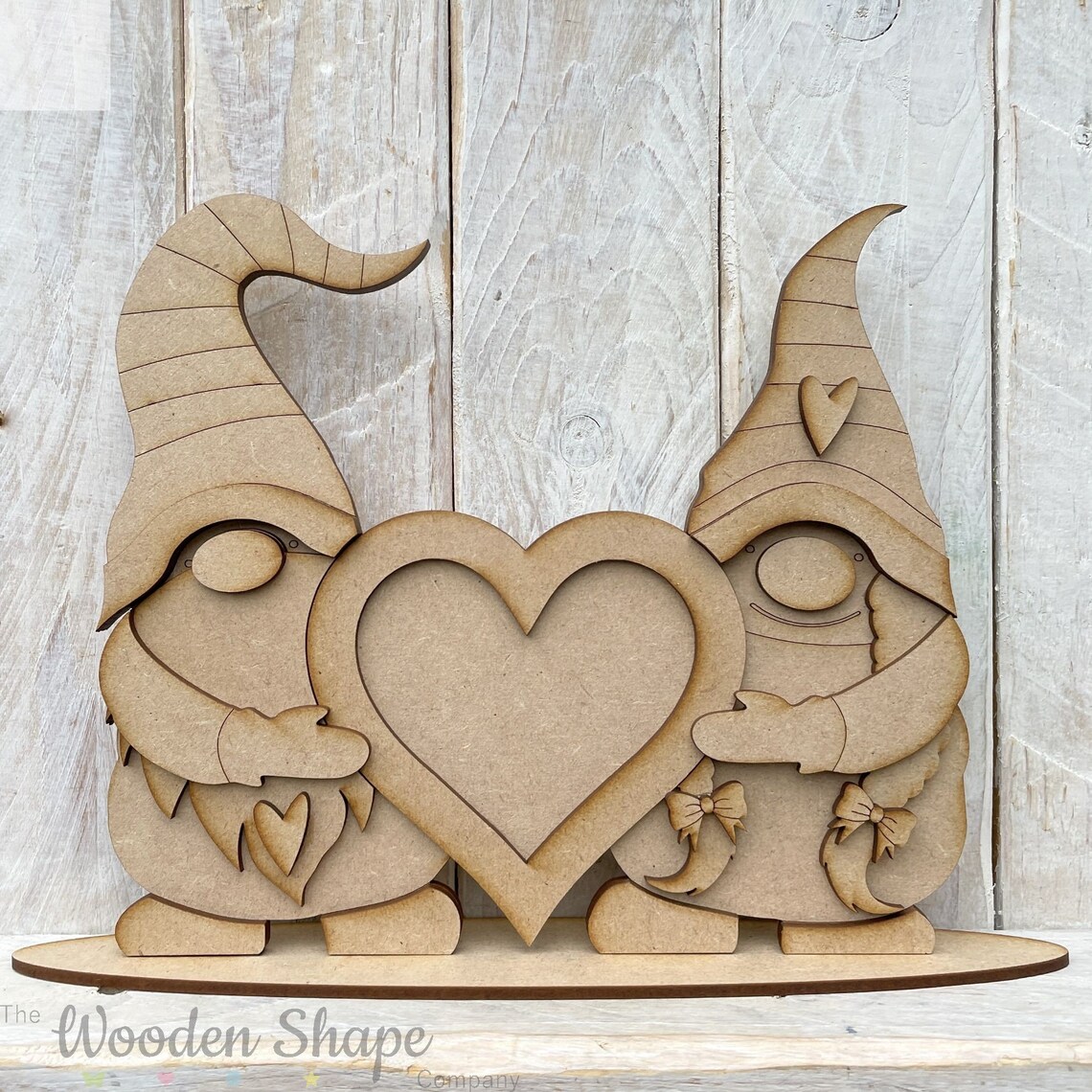 MDF Laser Cut Freestanding Valentines Gnome Gonk Couple Heart | Etsy